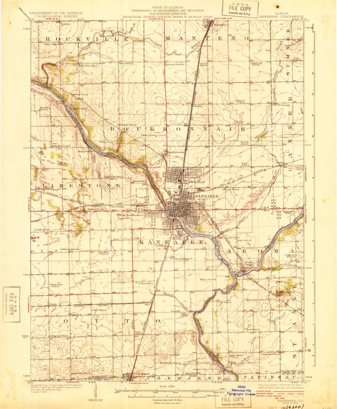 Kankakee, IL (1924, 62500-Scale) Map by United States Geological Survey ...