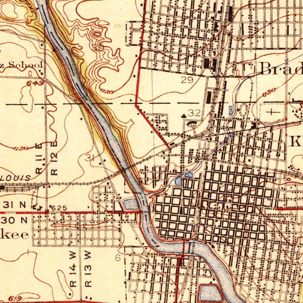 Kankakee, IL (1924, 62500-Scale) Map by United States Geological Survey ...