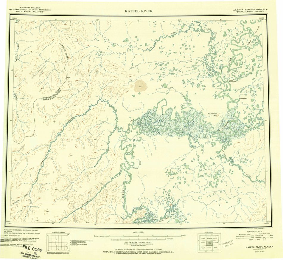 Kateel River, AK (1951, 250000-Scale) Map by United States Geological ...