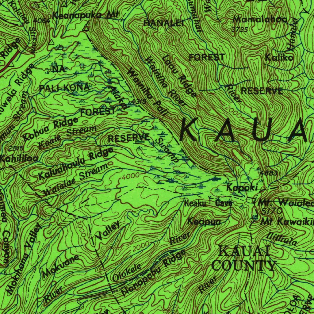 Kauai, HI (1967, 250000-Scale) Map by United States Geological Survey ...
