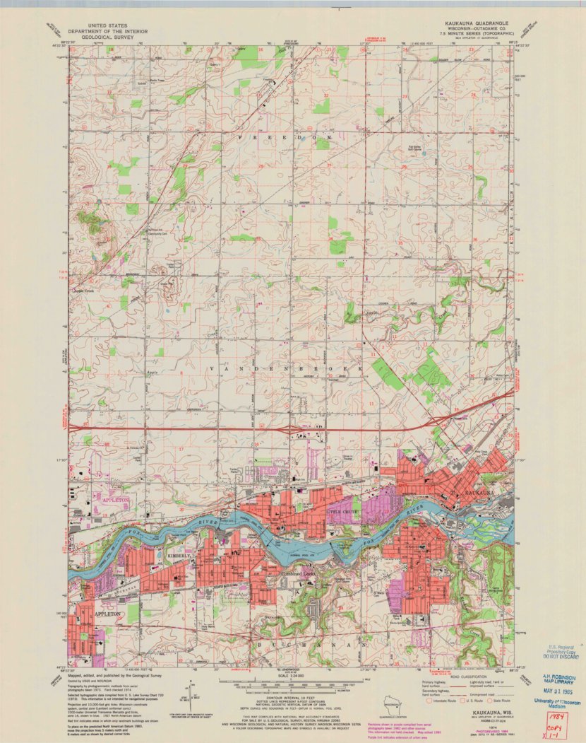 Kaukauna, WI (1974, 24000-Scale) Map by United States Geological Survey ...