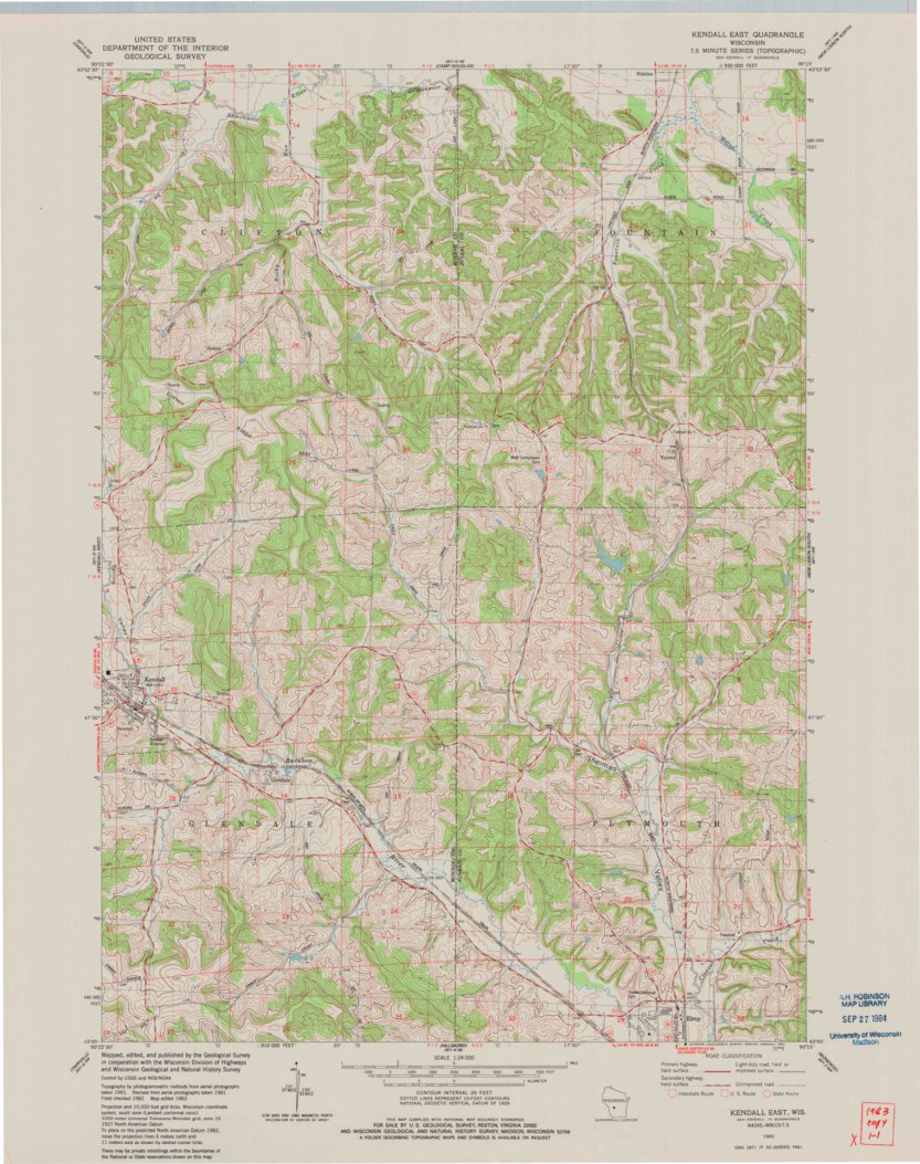 Kendall East, WI (1983, 24000-Scale) Map by United States Geological ...