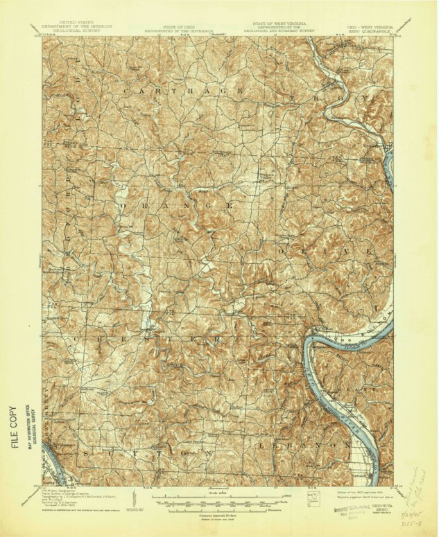 Keno, OH-WV (1907, 62500-Scale) Map by United States Geological Survey ...