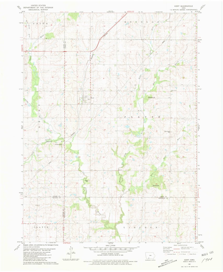 Kent, IA (1981, 24000-Scale) Map by United States Geological Survey ...