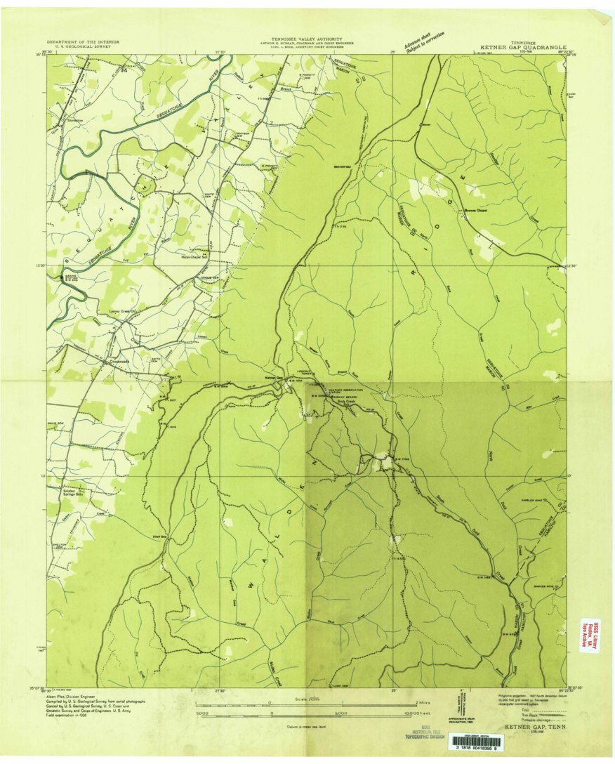 Ketner Gap, TN (1936, 24000-Scale) Map by United States Geological ...