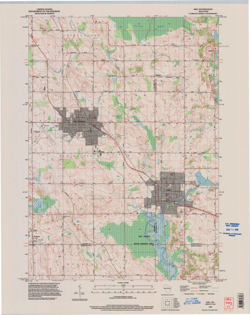 Kiel, WI (1992, 24000-Scale) Map by United States Geological Survey ...