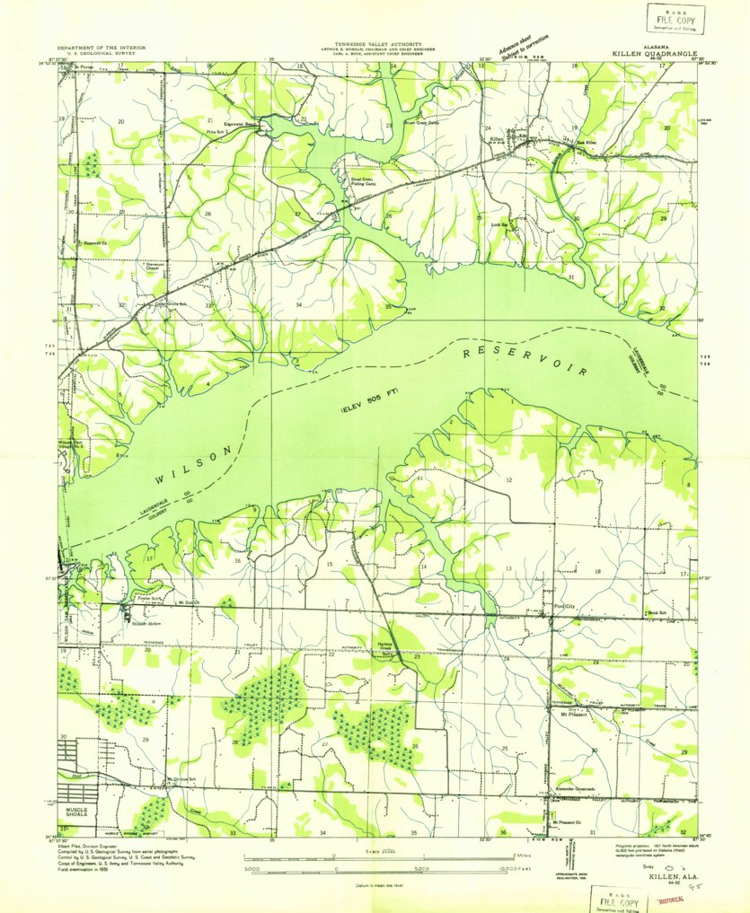 Killen, AL (1936, 24000-Scale) Map by United States Geological Survey ...