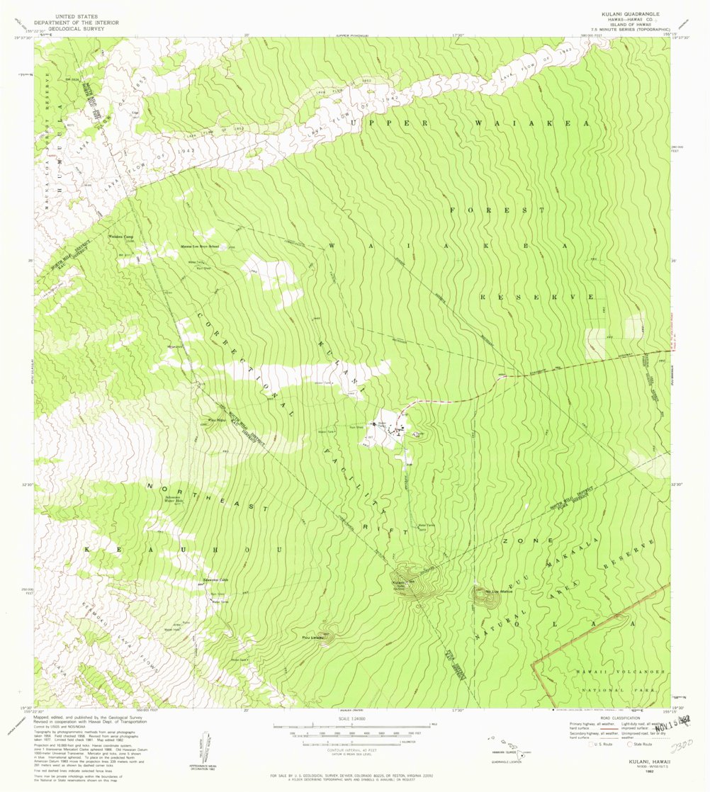 Kulani, HI (1982, 24000-Scale) Map by United States Geological Survey ...