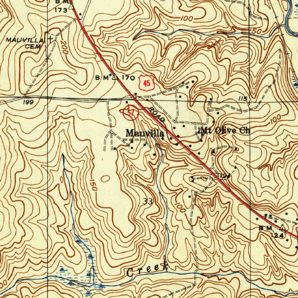 Kushla, AL (1942, 31680-Scale) Map by United States Geological Survey ...