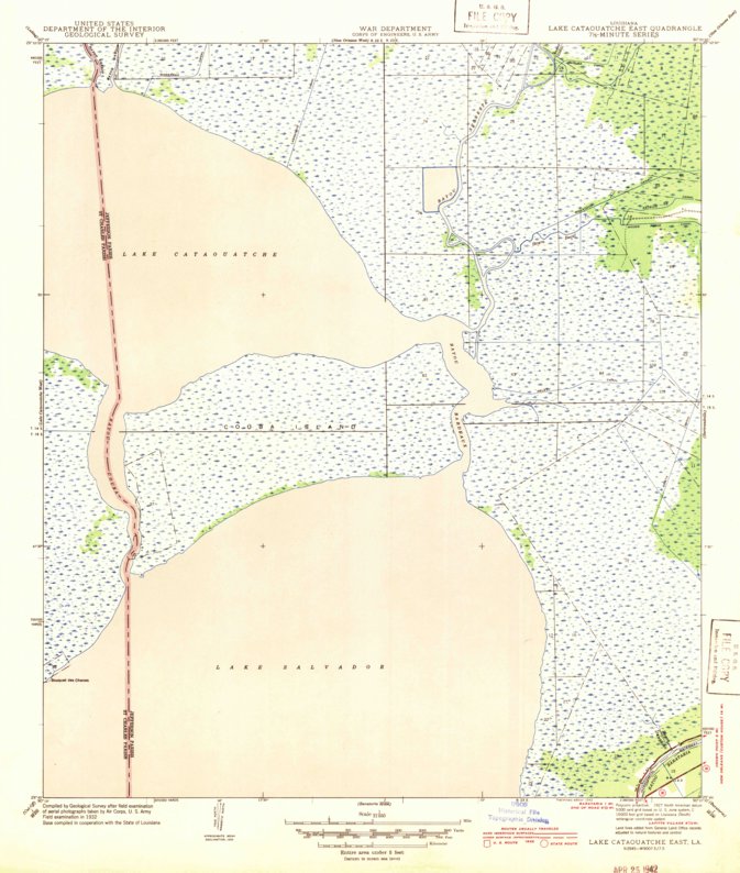 Lake Cataouatche East, LA (1942, 31680-Scale) Map by United States ...