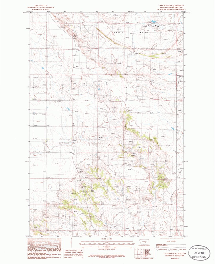 Lake Mason SE, MT (1986, 24000-Scale) Map by United States Geological ...