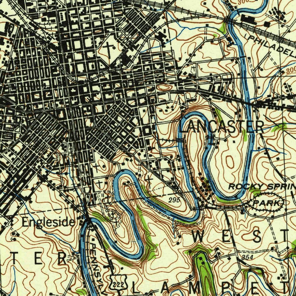 Lancaster, PA (1943, 62500-Scale) Map by United States Geological ...
