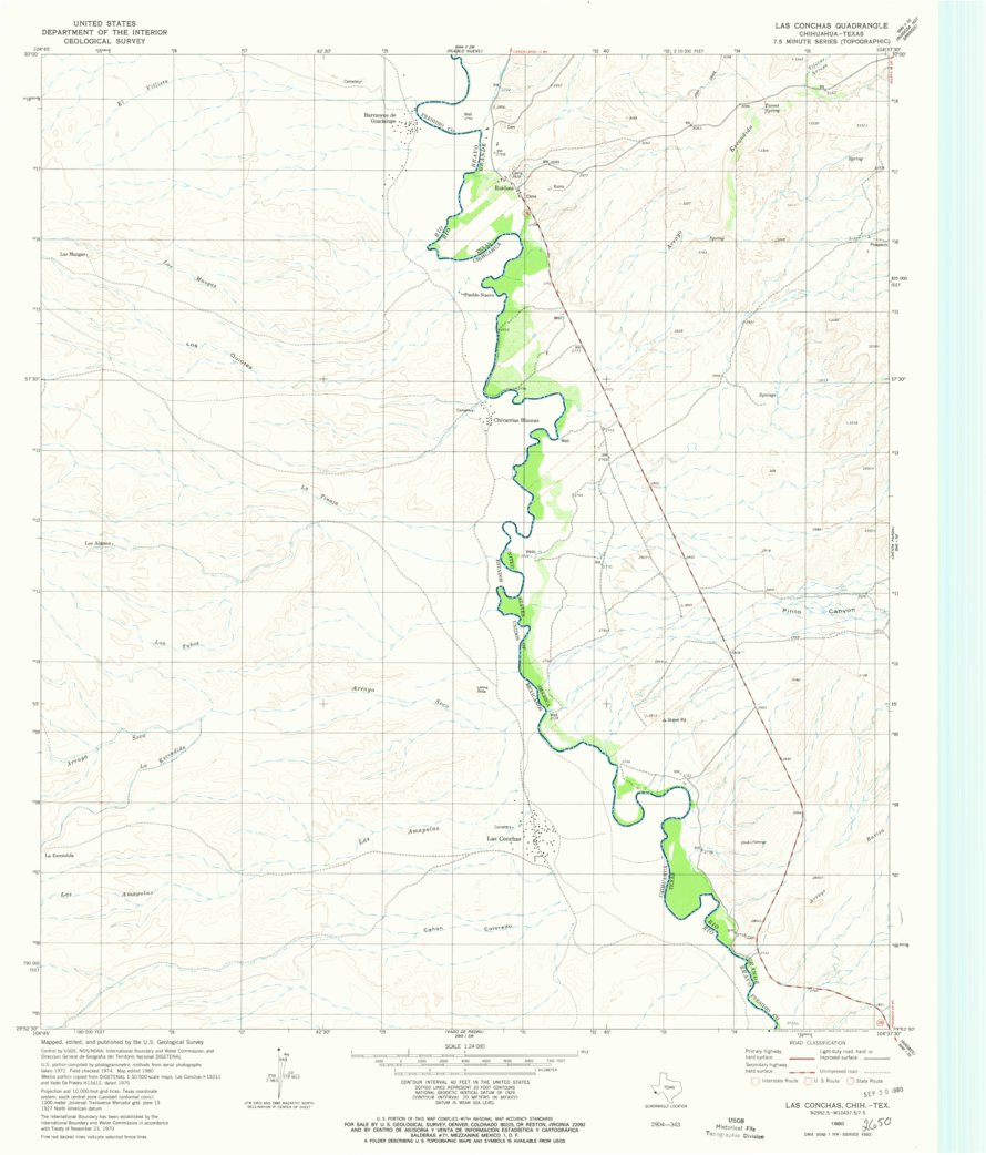 Las Conchas, TX (1980, 24000-Scale) Map by United States Geological ...
