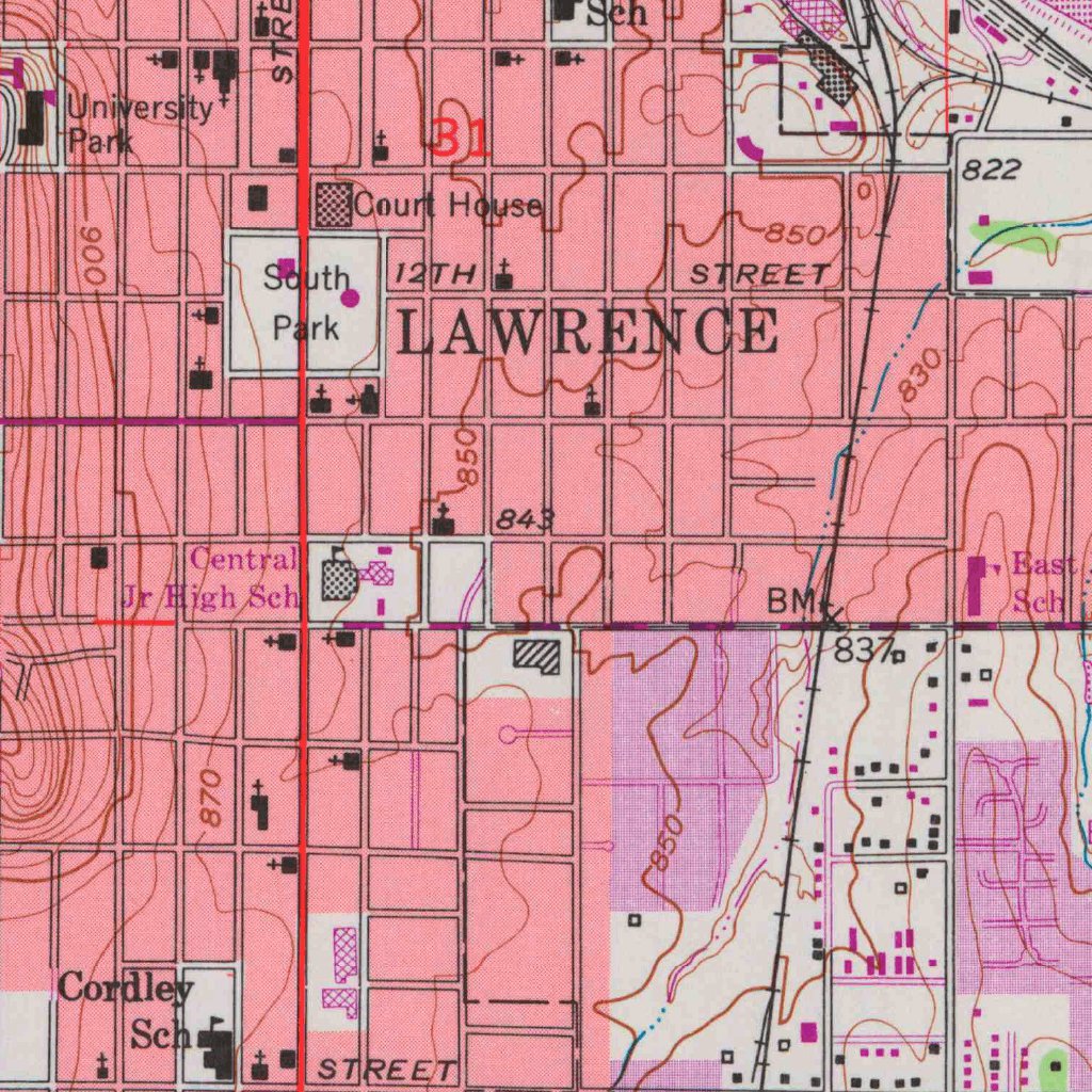 Lawrence East, KS (1950, 24000-Scale) Map by United States Geological ...