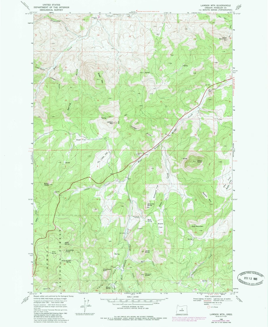 Lawson Mountain, OR (1968, 24000-Scale) Map by United States Geological ...