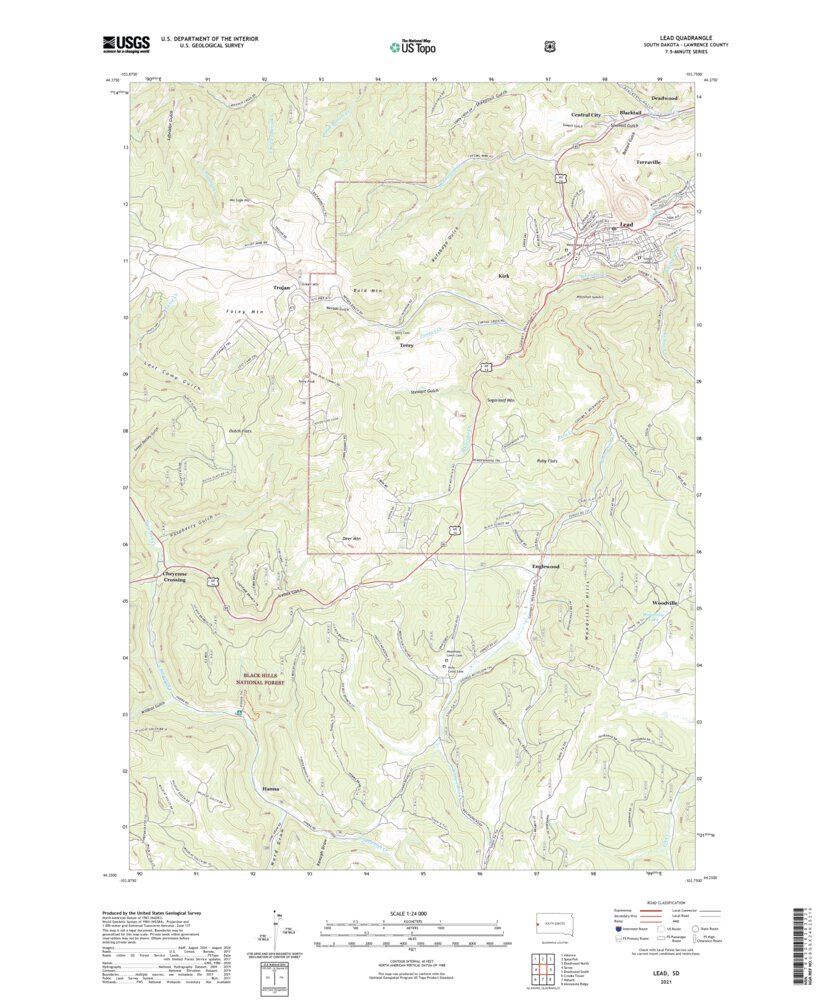 Lead, SD (2021, 24000-Scale) Map by United States Geological Survey ...
