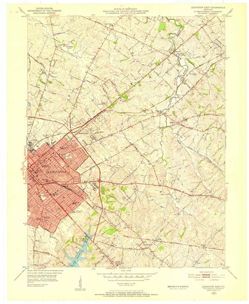 Lexington East, KY (1950, 24000-Scale) Map by United States Geological ...