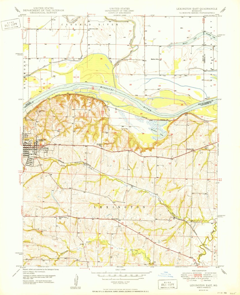 Lexington East, MO (1950, 24000-Scale) Map by United States Geological ...