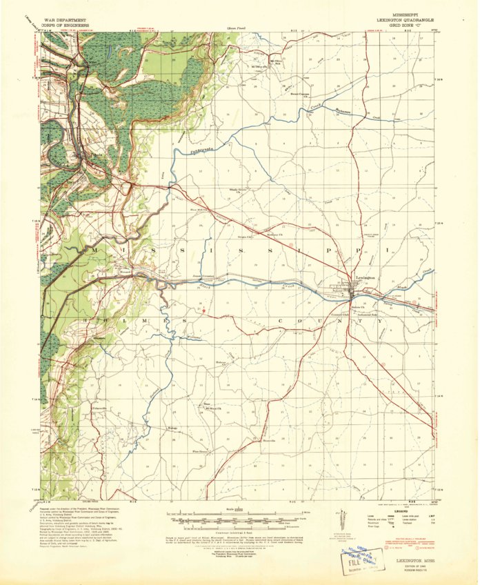 Lexington, MS (1940, 62500-Scale) Map by United States Geological ...