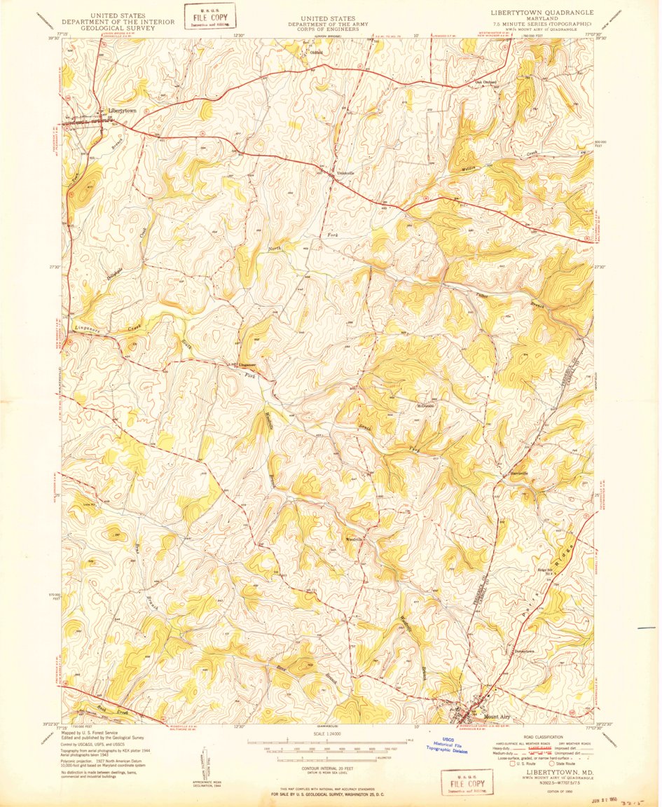 Libertytown, MD (1950, 24000-Scale) Map by United States Geological ...
