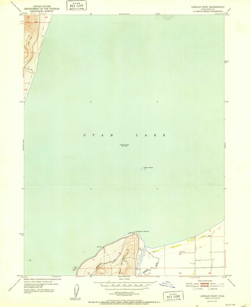 Lincoln Point, UT (1952, 24000-Scale) Map by United States Geological ...