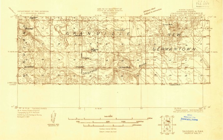 Lincoln Valley, ND (1927, 48000-Scale) Map by United States Geological ...