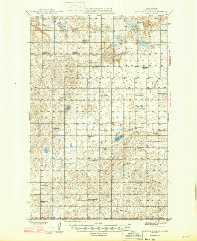 Lincoln Valley, ND (1947, 62500-Scale) Map by United States Geological ...