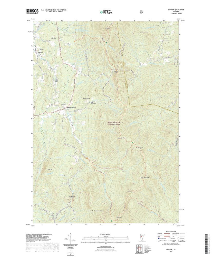 Lincoln, VT (2021, 24000-Scale) Map by United States Geological Survey ...