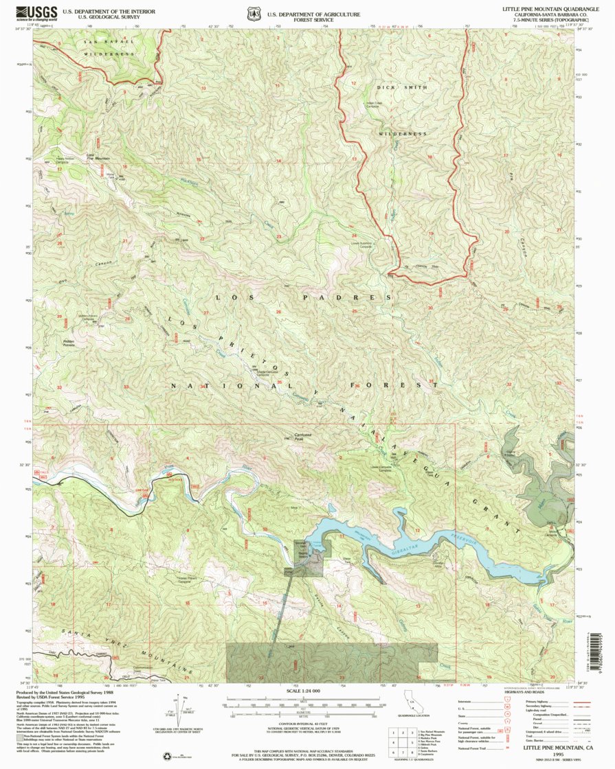 Little Pine Mountain, CA (1995, 24000-Scale) Map by United States ...