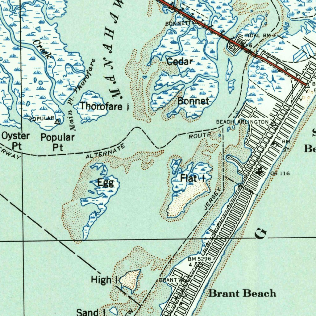 Long Beach, NJ (1941, 62500-Scale) Map by United States Geological ...