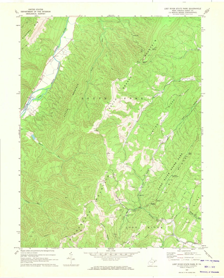 Lost River State Park, WV (1967, 24000-Scale) Map by United States ...