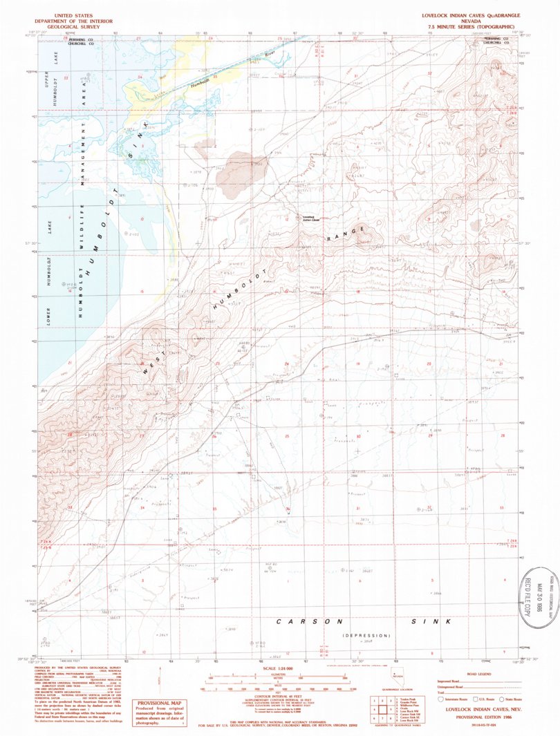 Lovelock Indian Caves, NV (1986, 24000-Scale) Map by United States ...
