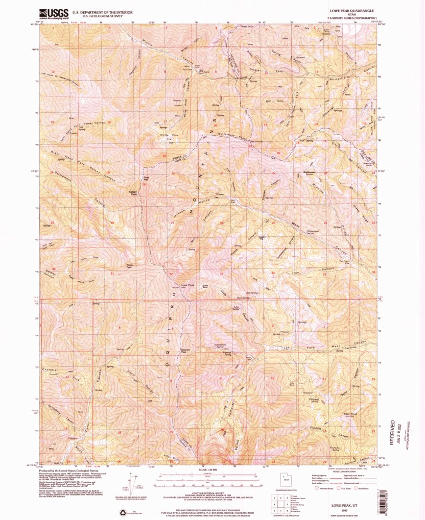 Lowe Peak, UT (1997, 24000-Scale) Map by United States Geological ...