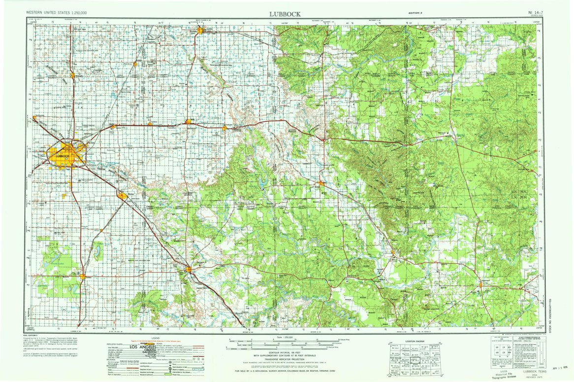 Lubbock, TX (1954, 250000-Scale) Map by United States Geological Survey ...