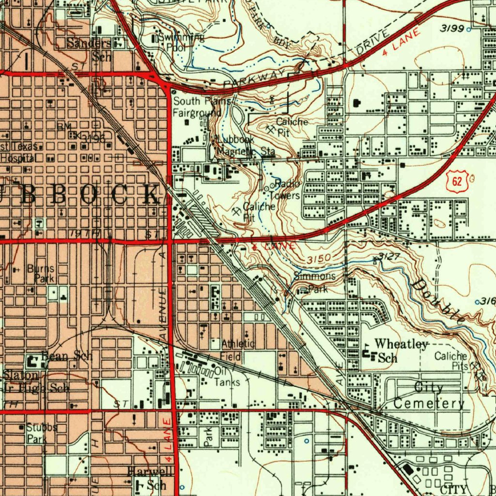 Lubbock, TX (1957, 62500-Scale) Map by United States Geological Survey ...