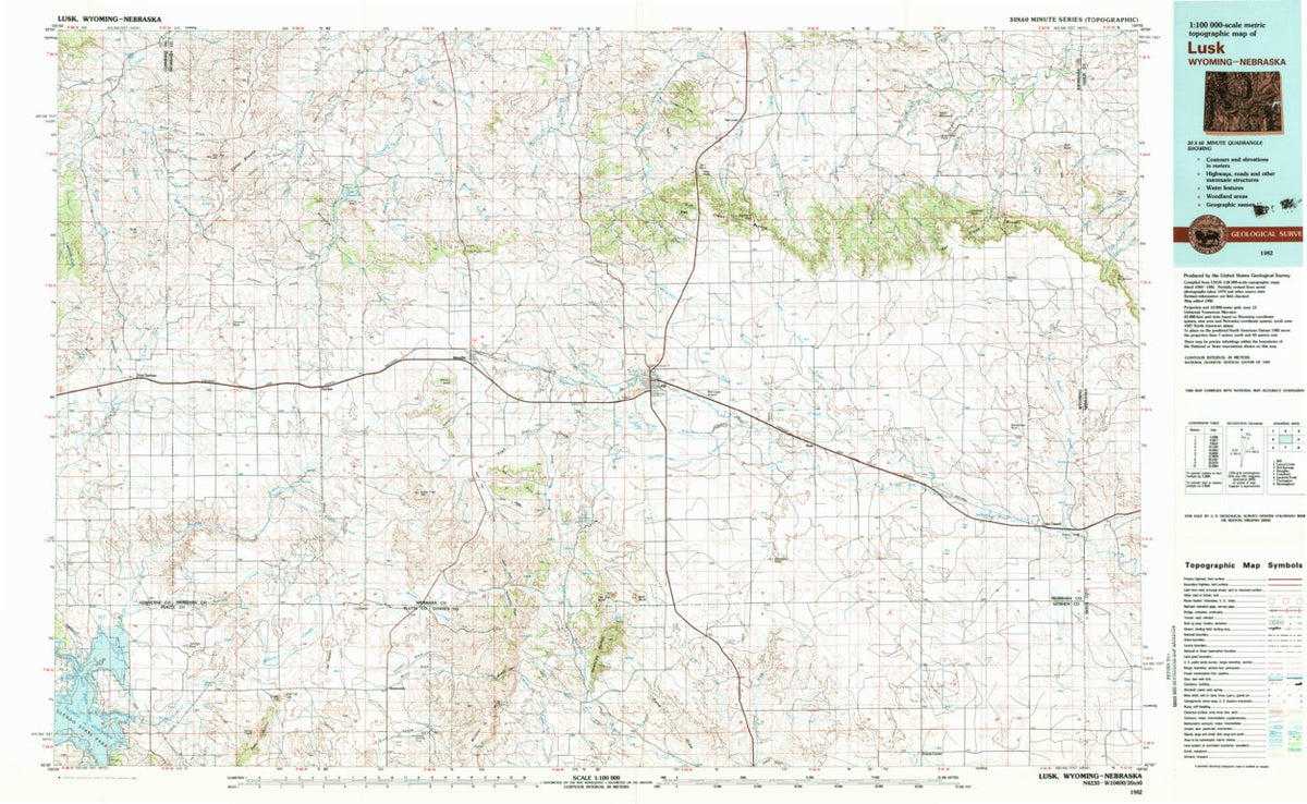 Lusk, WY-NE (1982, 100000-Scale) Map by United States Geological Survey ...