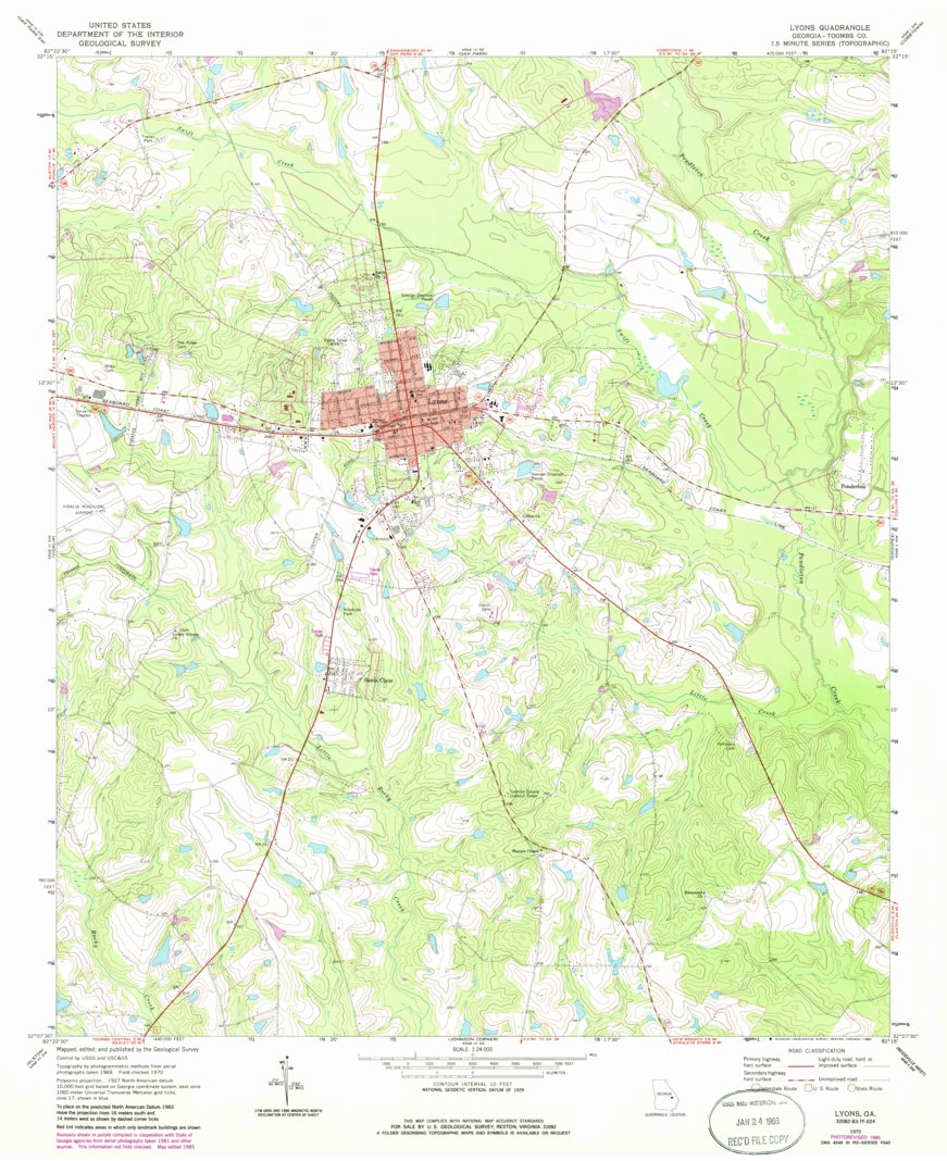 Lyons, GA (1970, 24000-Scale) Map by United States Geological Survey ...