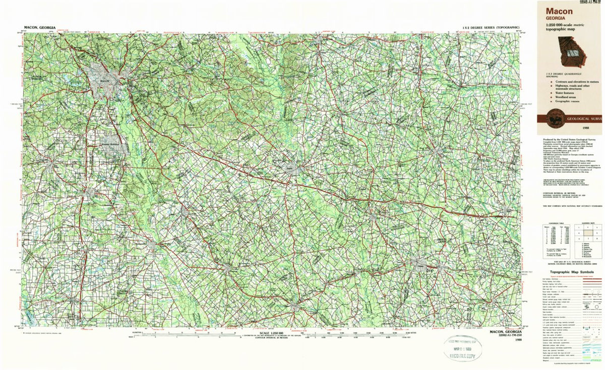 Macon, GA (1988, 250000-Scale) Map by United States Geological Survey ...