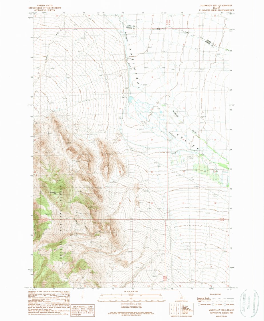 Mahogany Hill, ID (1989, 24000-Scale) Map by United States Geological ...