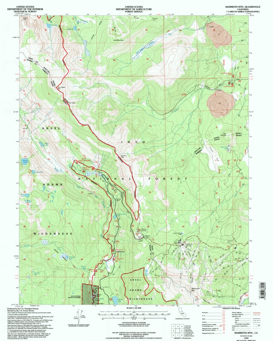 Mammoth Mountain, CA (1994, 24000-Scale) Map by United States ...