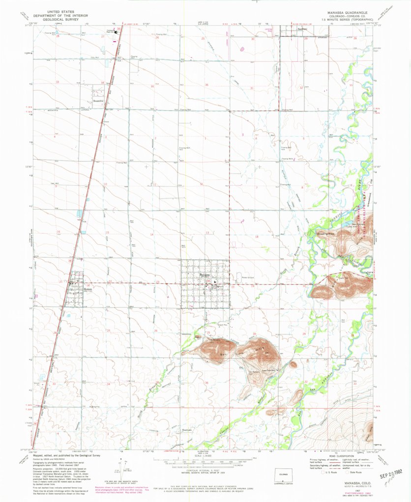 Manassa, CO (1967, 24000-Scale) Map by United States Geological Survey ...