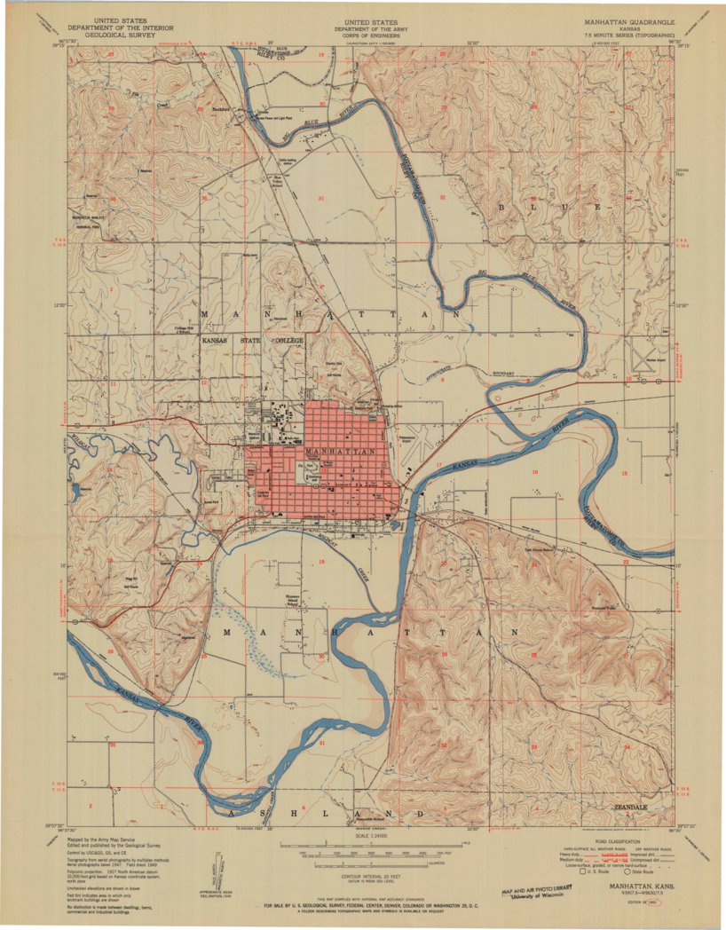 Manhattan, KS (1950, 24000-Scale) Map by United States Geological ...