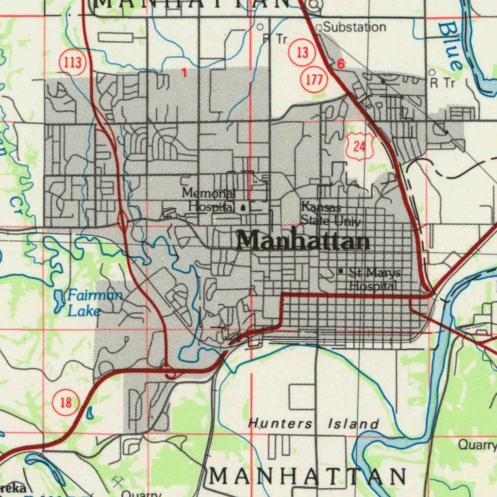 Manhattan, KS (1985, 100000-Scale) Map by United States Geological ...