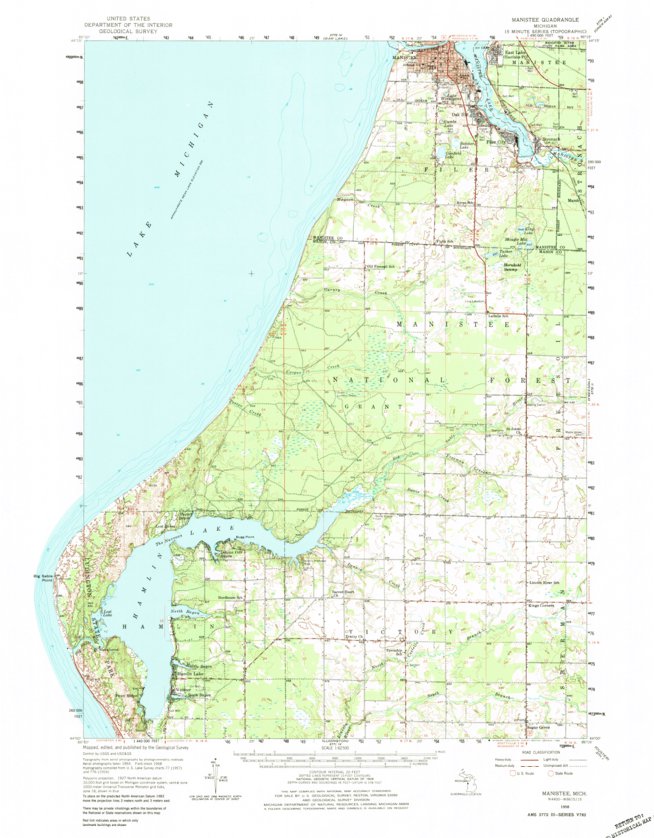 Manistee, MI (1958, 62500-Scale) Map by United States Geological Survey ...