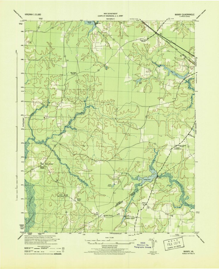 Manry, VA (1943, 31680-Scale) Map by United States Geological Survey ...