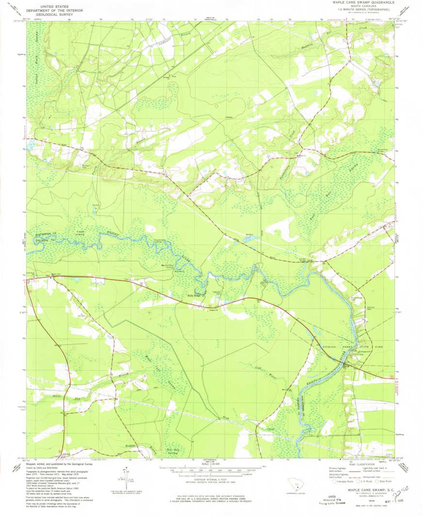 Maple Cane Swamp, SC (1979, 24000-Scale) Map by United States ...