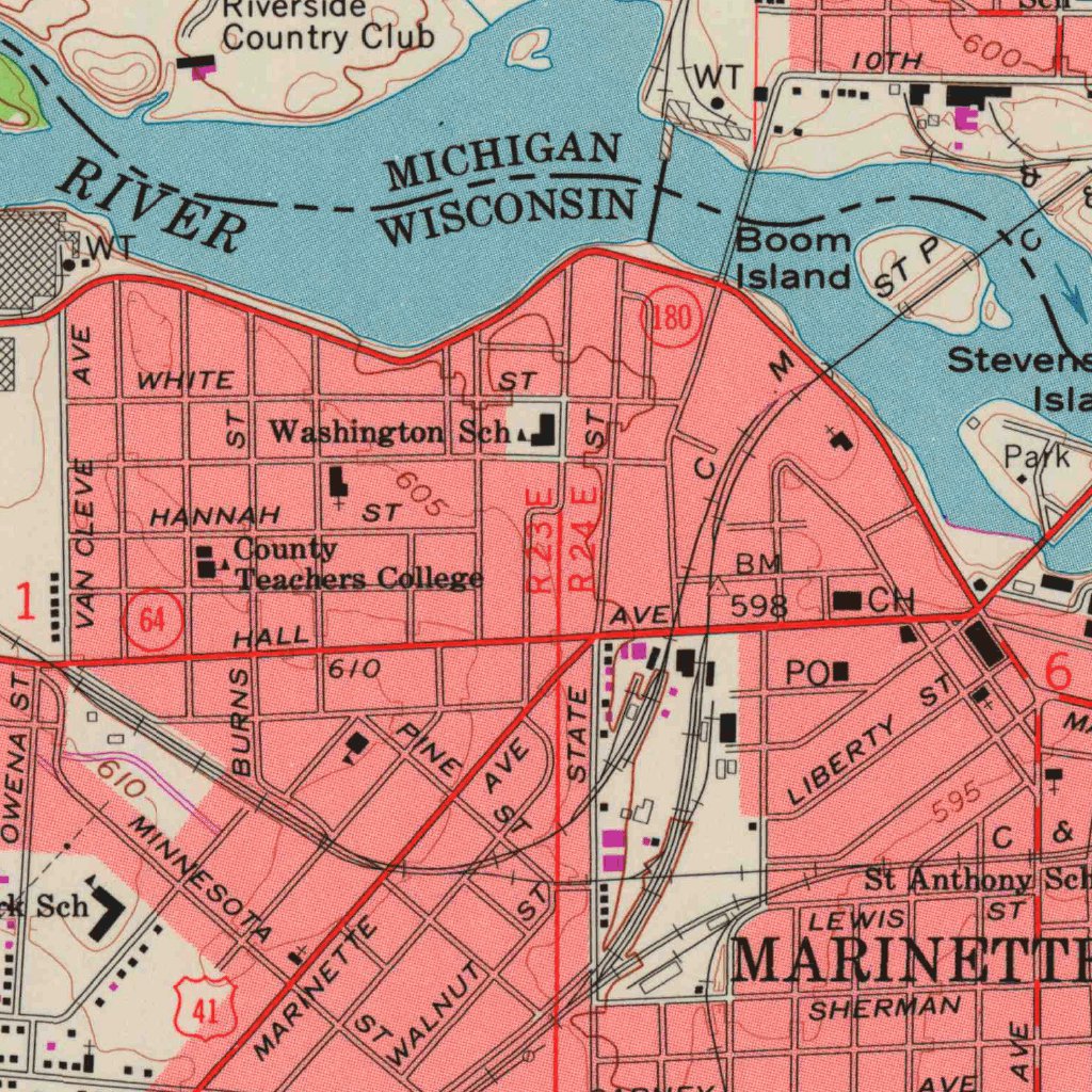 Marinette West, WI-MI (1963, 24000-Scale) Map by United States ...
