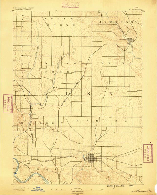 Marion, IA (1889, 62500-Scale) Map by United States Geological Survey ...