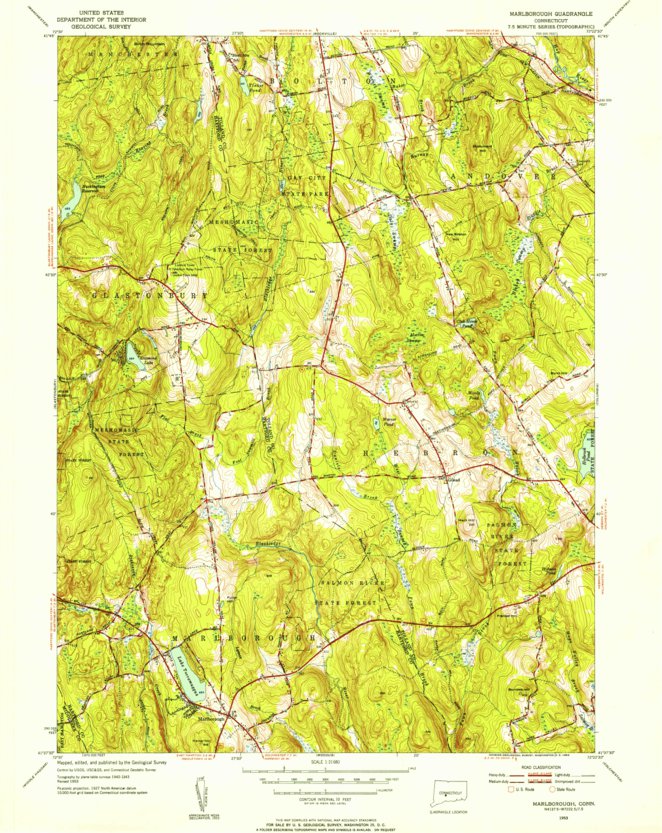 Marlborough, CT (1953, 31680-Scale) Map by United States Geological ...