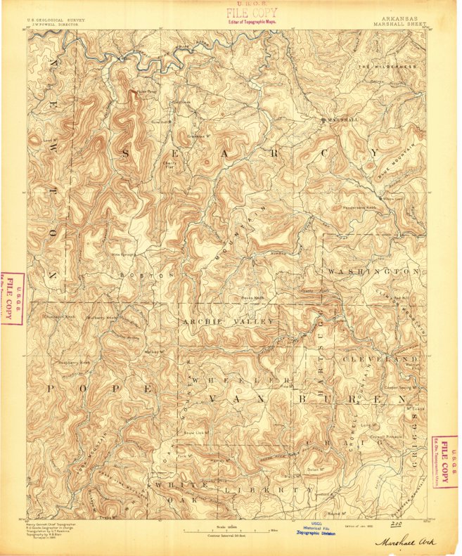 Marshall, AR (1892, 125000-Scale) Map by United States Geological ...